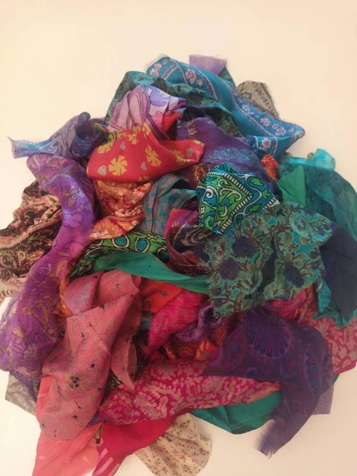 Indian Saree Scraps Sari Silk Fabric Remnants for Slow Stitch and Crazy ...