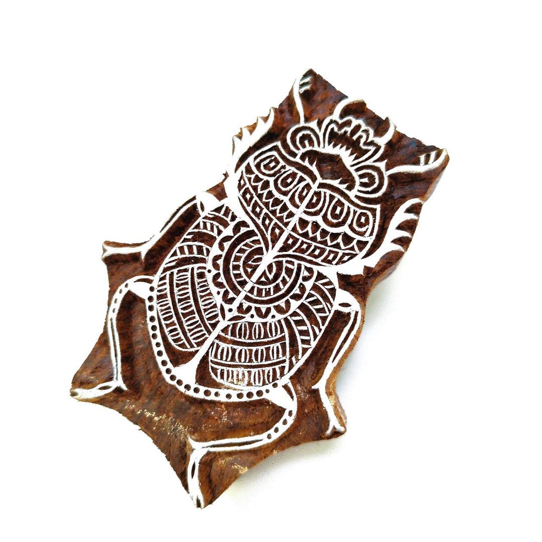 Scarab Beetle Wood Block Print Stamp, Indian Textile Art - Etsy