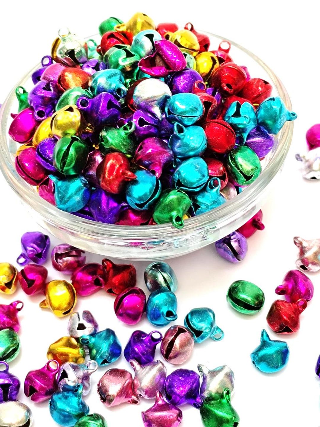 Multi Colored Jingle Bells, 9mm Rainbow Metal Chimes, 20 Grams (approx ...