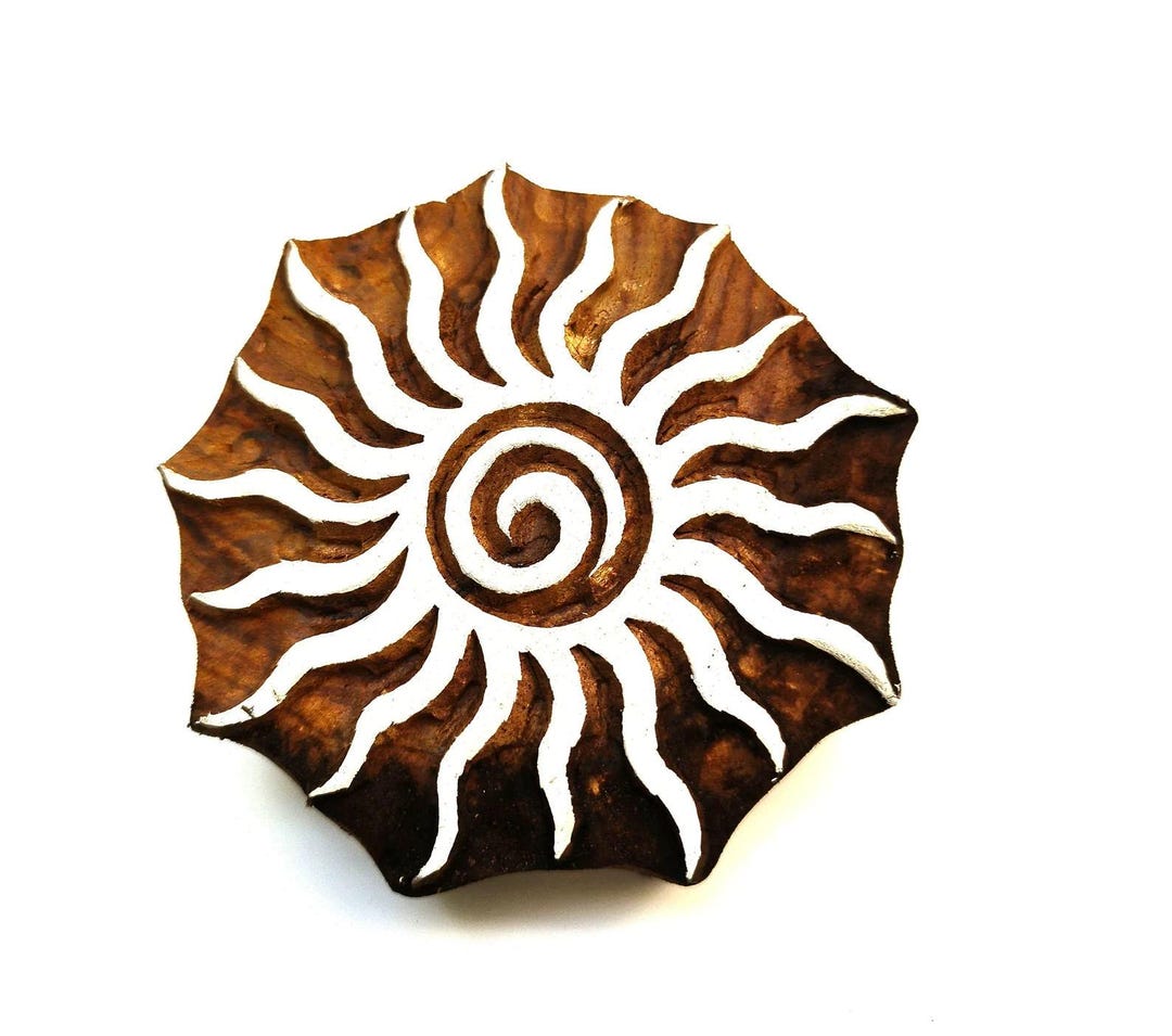 Sunburst Solar Sun Design, Block Print Stamp, Indian Textile or Fabric ...
