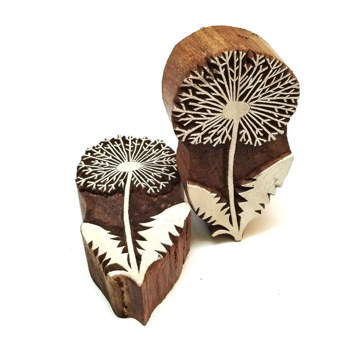 Indian Wood Block Print Stamp, Dandelion Floral Design - Etsy