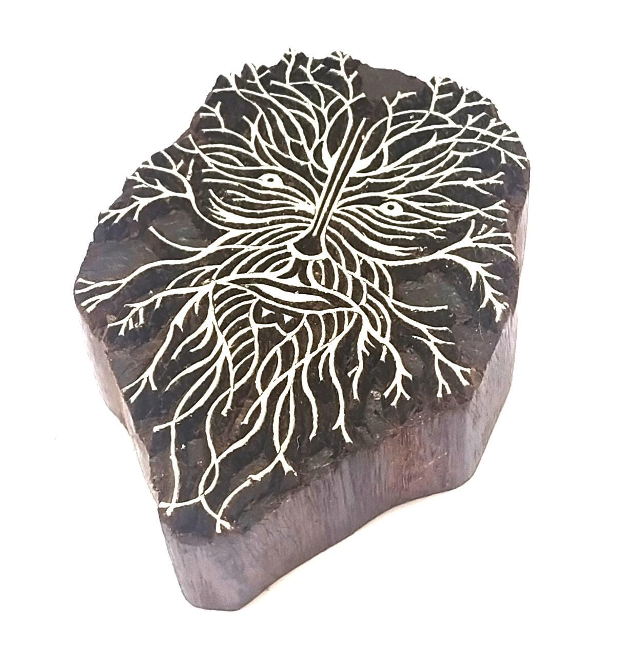 Greenman Wood Block Print Stamp, Indian Fabric, Clay, Paper, Forest ...