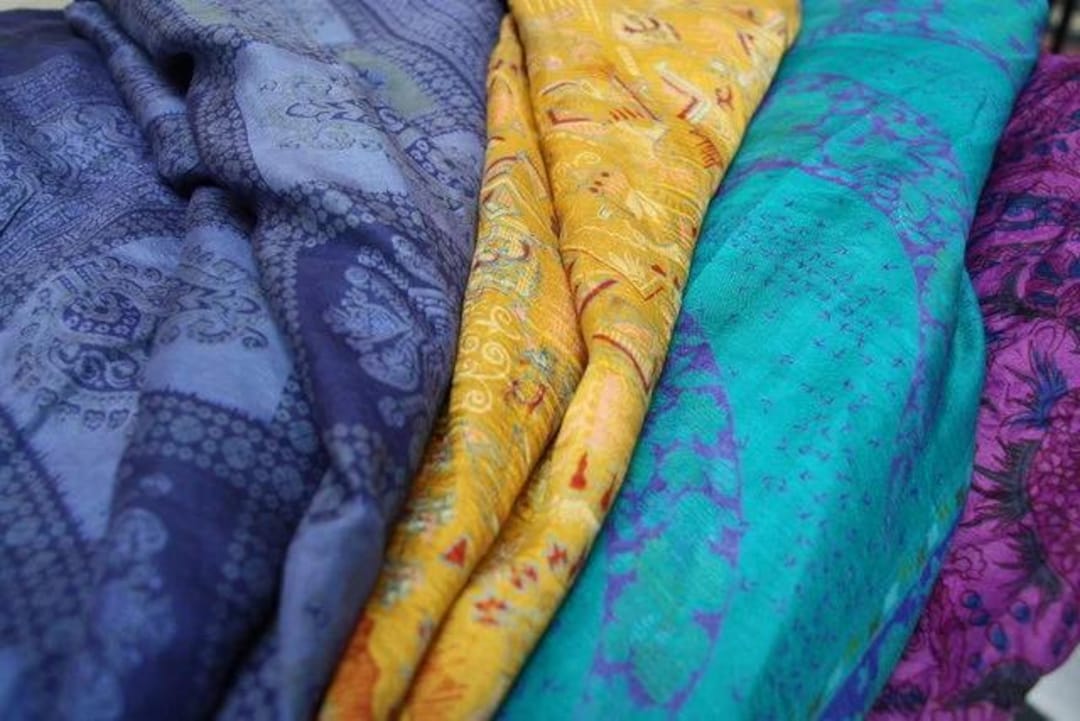 Repurposed Silk Sari Fabric, Fiber Arts Supply, Nuno Felting, Upcycled ...