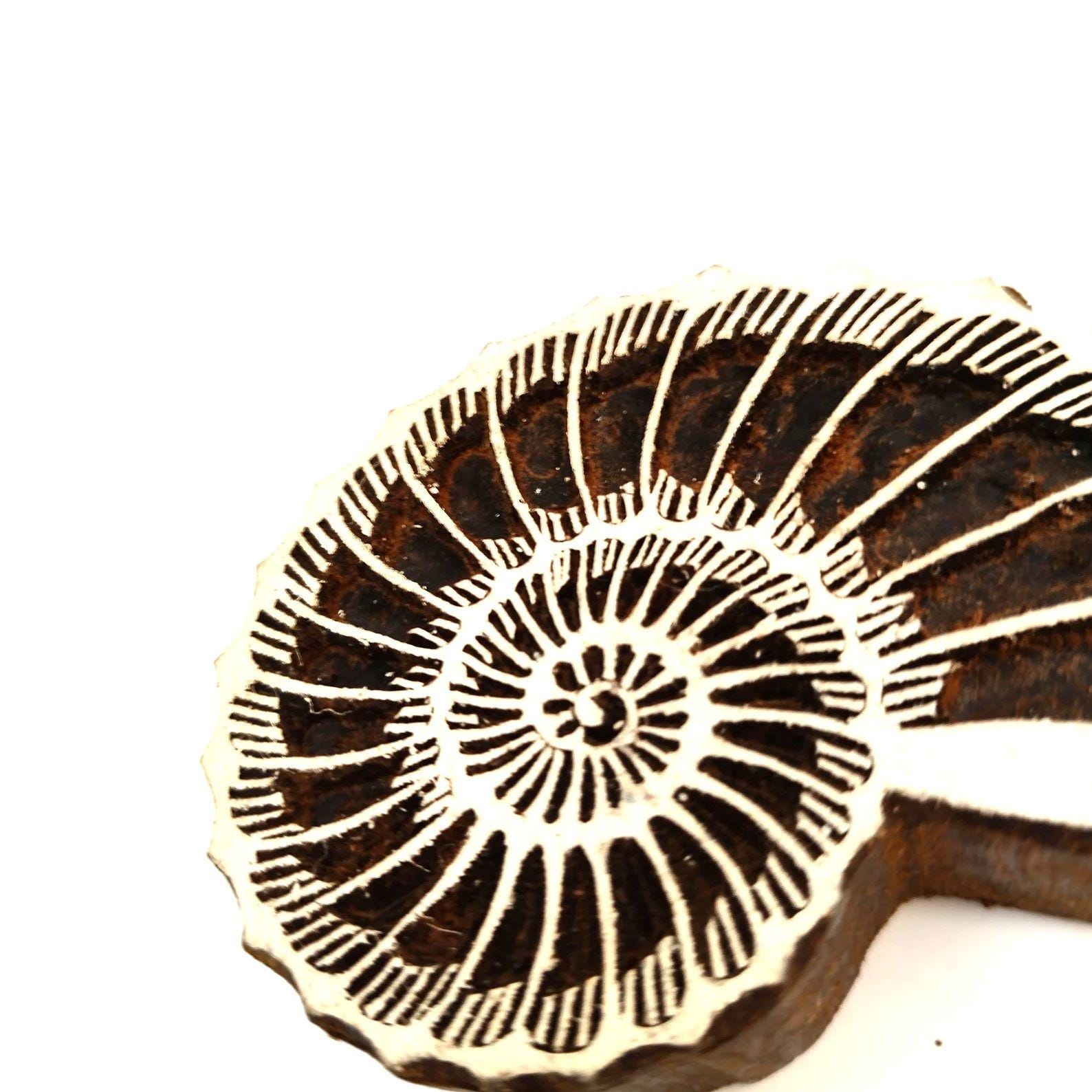 Nautilus Shell Wood Block Stamp: Large Nautical Design (4x2 Inch) - Etsy