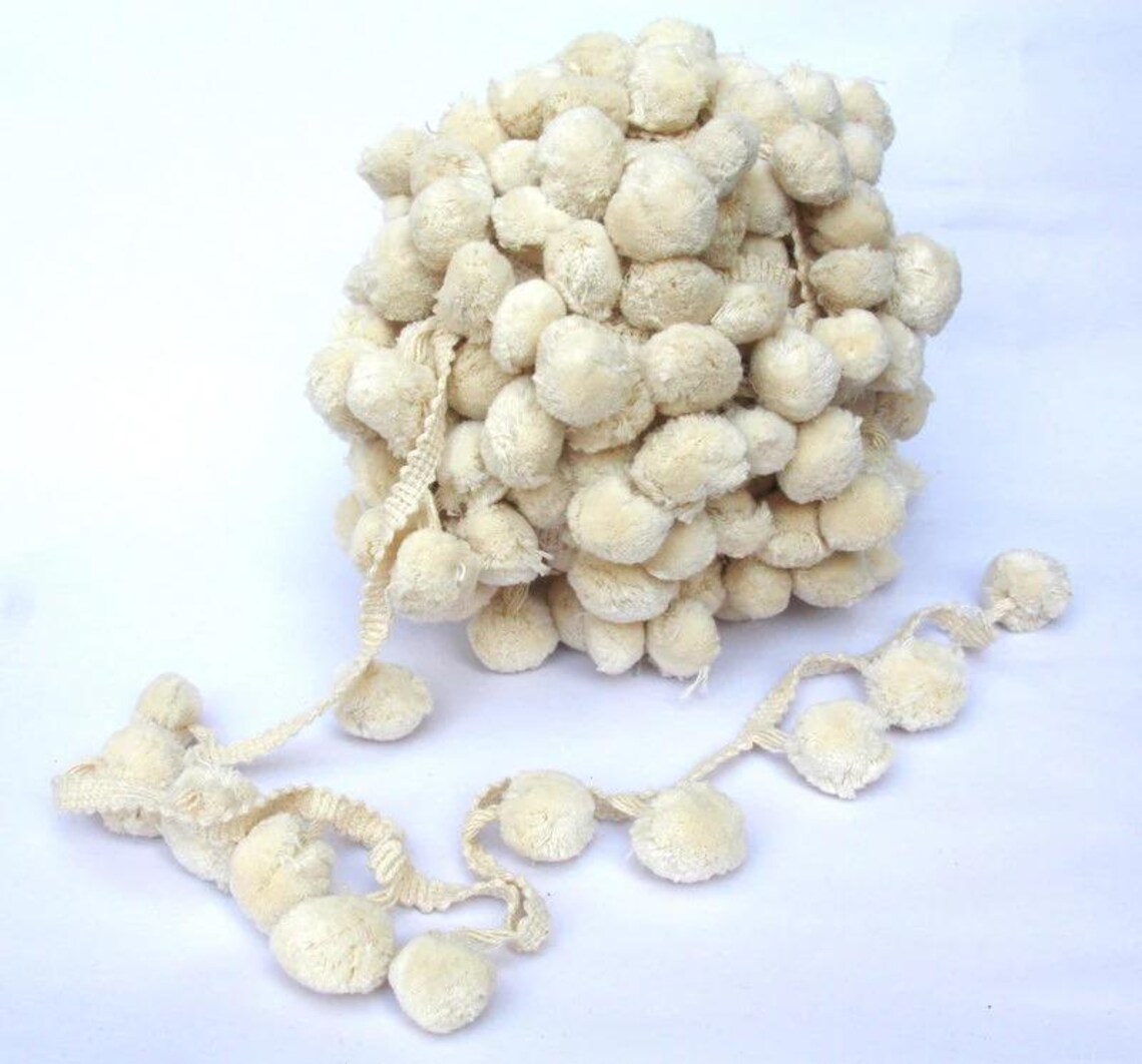 Off White Cotton Pom Pom Trim, Dye Able Lace, Indian Pompom, 1 Yard - Etsy