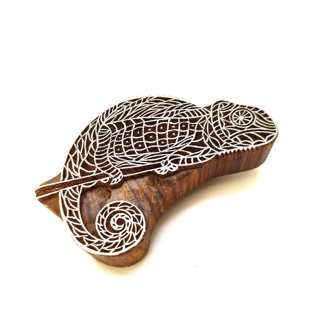 Iguana Wood Block Print Stamp, Hand Carved Indian Reptile Stamp - Etsy