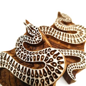 Snake Indian Wood Block Printing Stamp, Hand Carved Textile Fabric ...