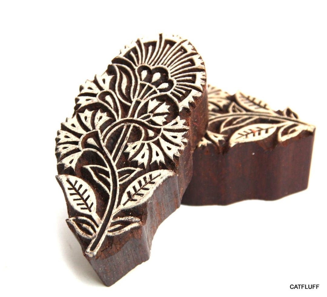 Scottish Thistle Wood Block Print Stamp: Indian Floral Design (3.5x2 ...