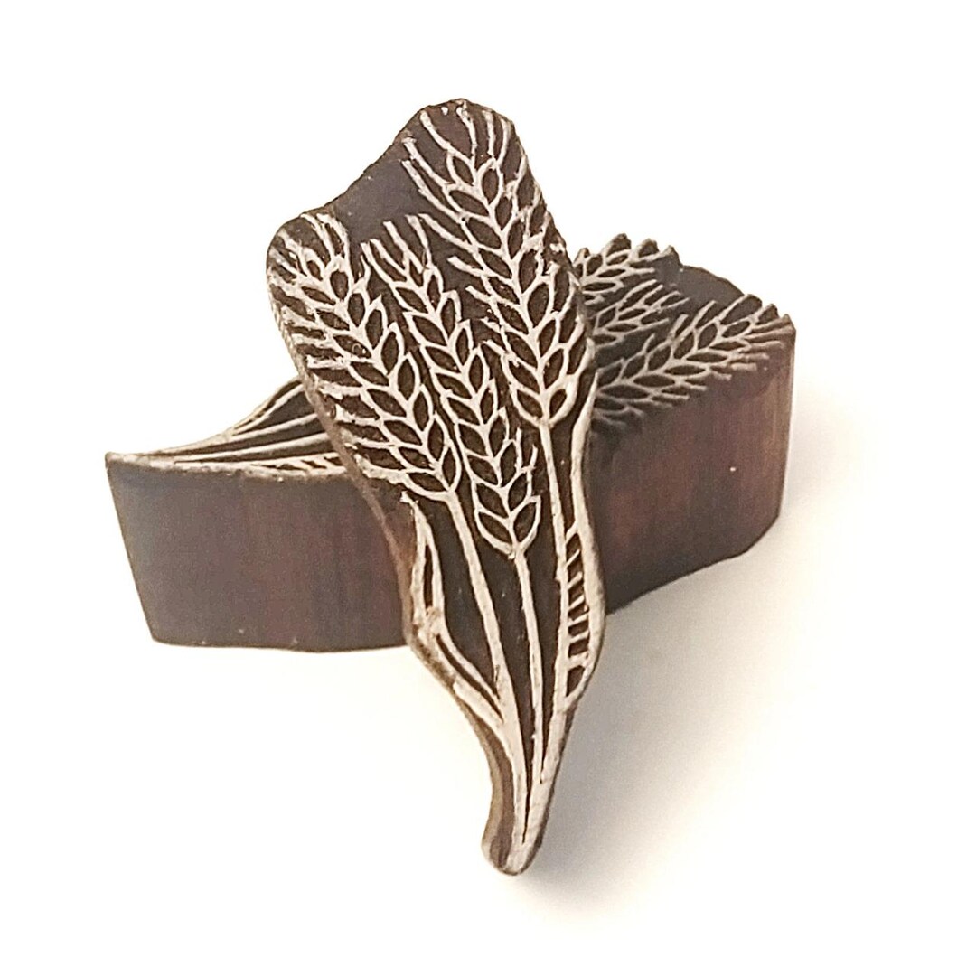 Wheat Sheaf Wood Block Stamp: Hand Carved Textile Printing, 3x1.25" - Etsy