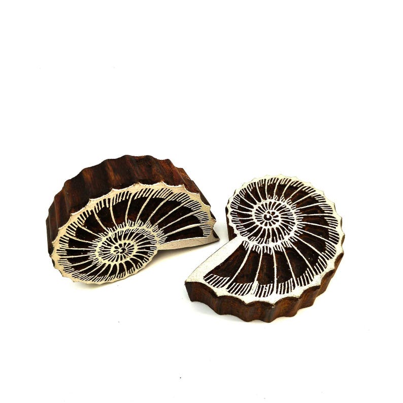 Nautilus Shell Wood Block Stamp: Large Nautical Design (4x2 Inch) - Etsy
