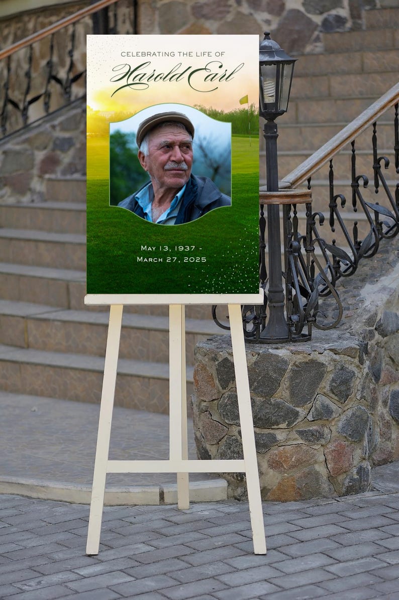 Golf Memorial Sign Canva Template | Editable Funeral Tribute | in ...