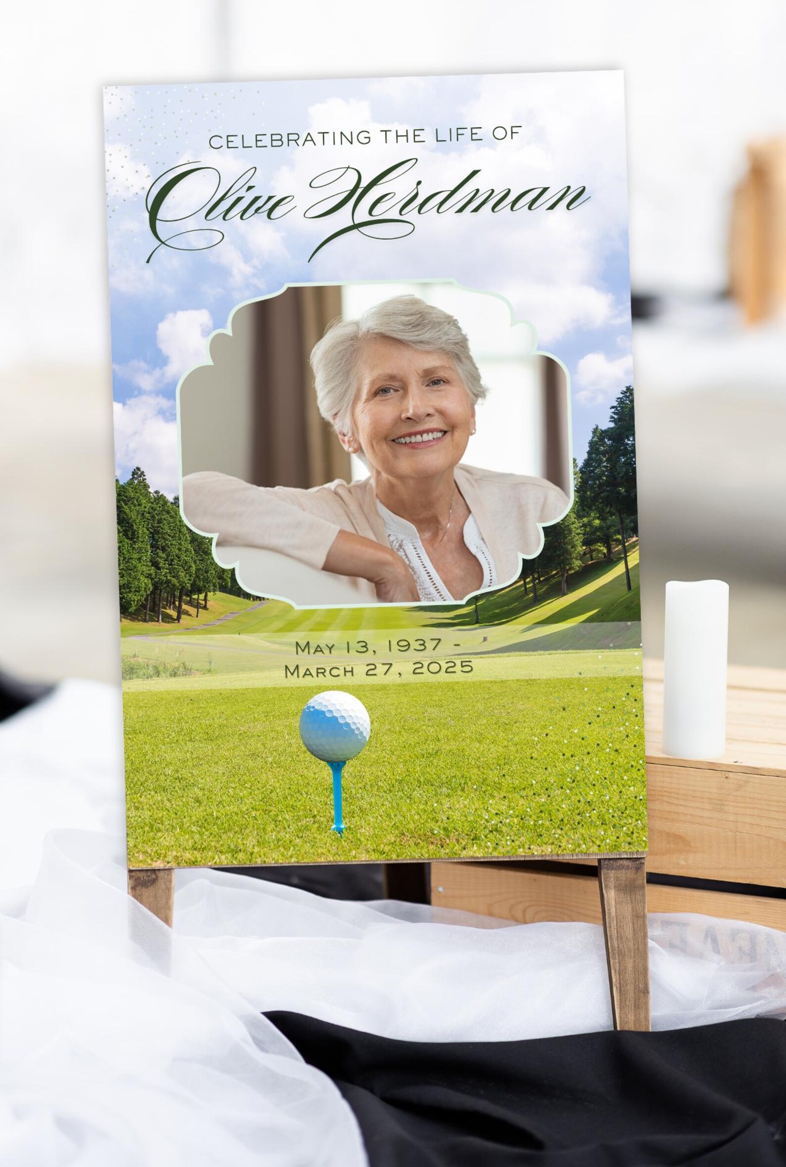 Golf Memorial Sign Canva Template | Editable Funeral Tribute | in ...
