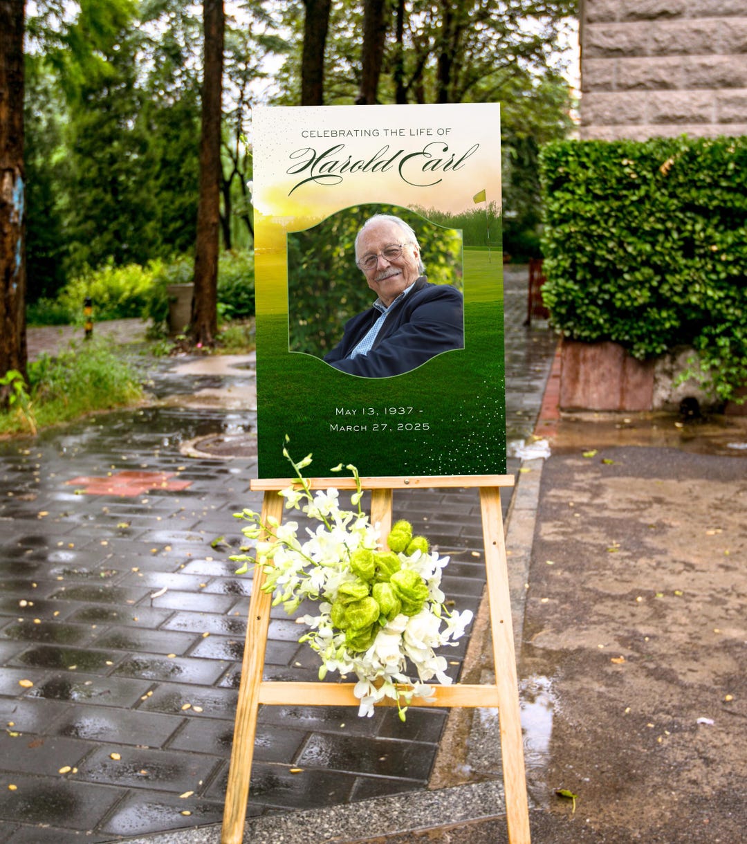 Golf Memorial Sign Canva Template | Editable Funeral Tribute | in ...
