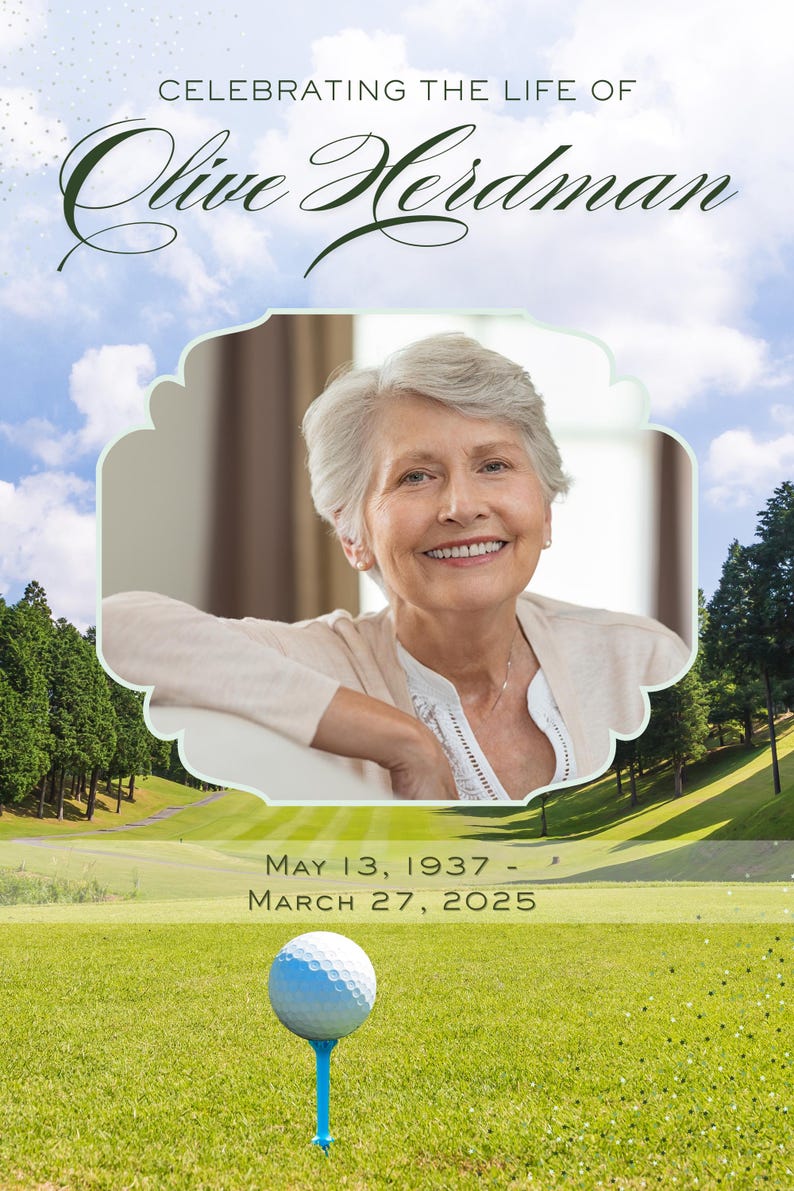 Golf Memorial Sign Canva Template | Editable Funeral Tribute | in ...