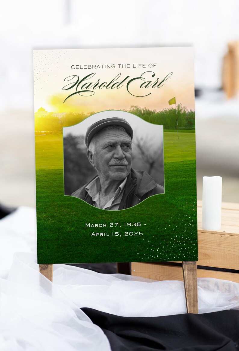 Golf Memorial Sign Canva Template | Editable Funeral Tribute | in ...