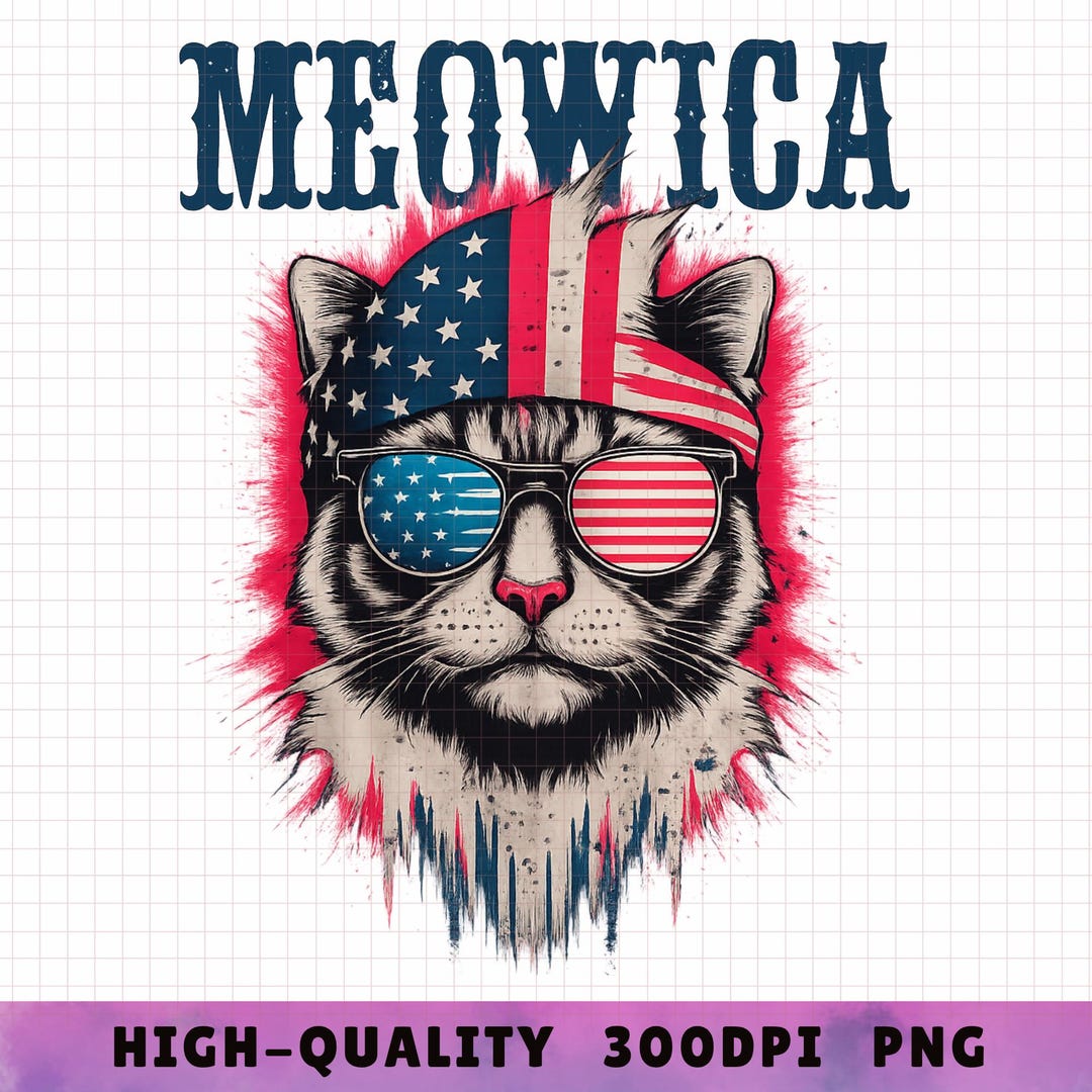 Meowica 4th of July PNG – Patriotic Cat PNG, Fourth of July Cat Clipart ...