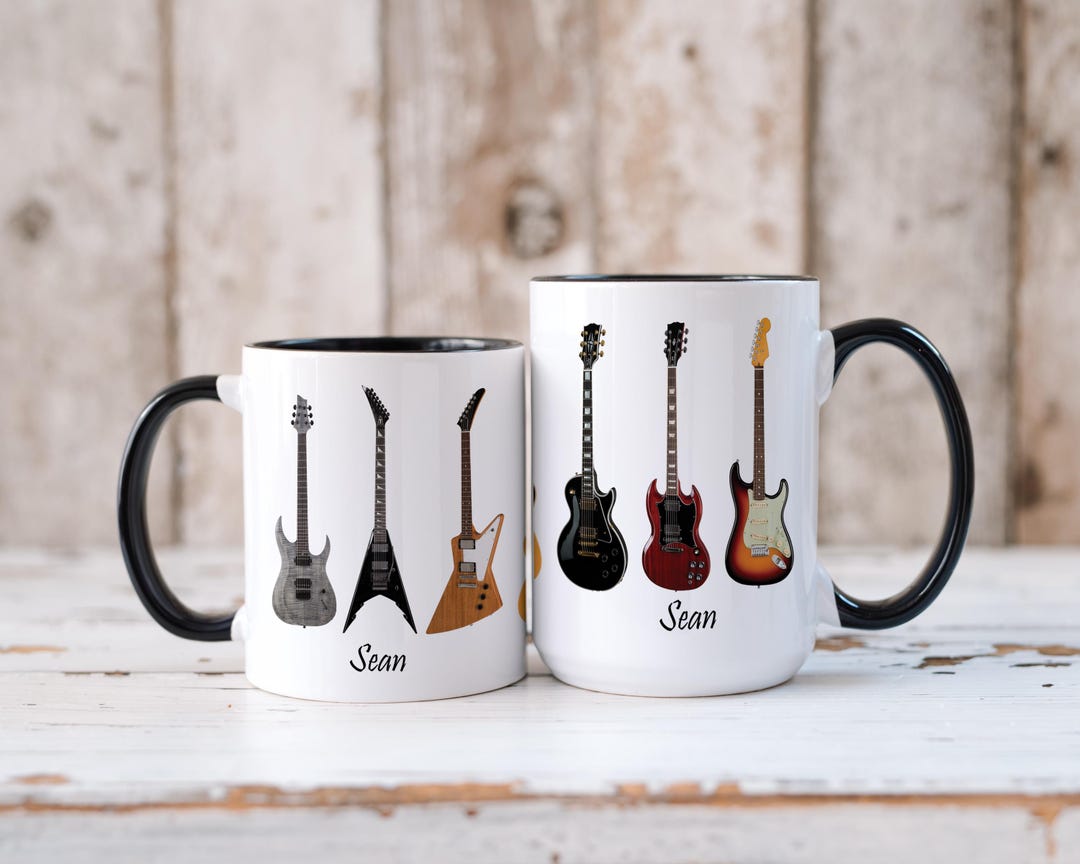 Personalized Name Guitar Mug, Guitar Gifts, Musician Mug, Music Gift ...