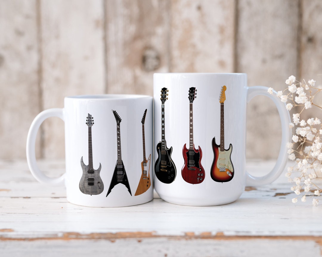 Guitars Coffee Cup--11oz and 15oz White Ceramic Coffee Mug for Guitar ...
