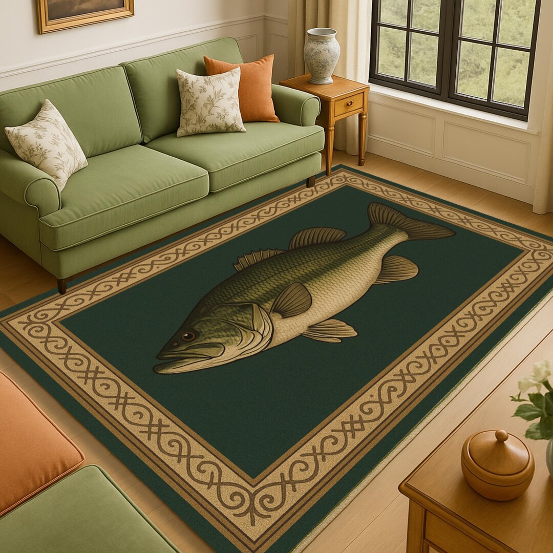 Bass Fish Area Rug: Rustic Cabin & Lake House Decor - Etsy