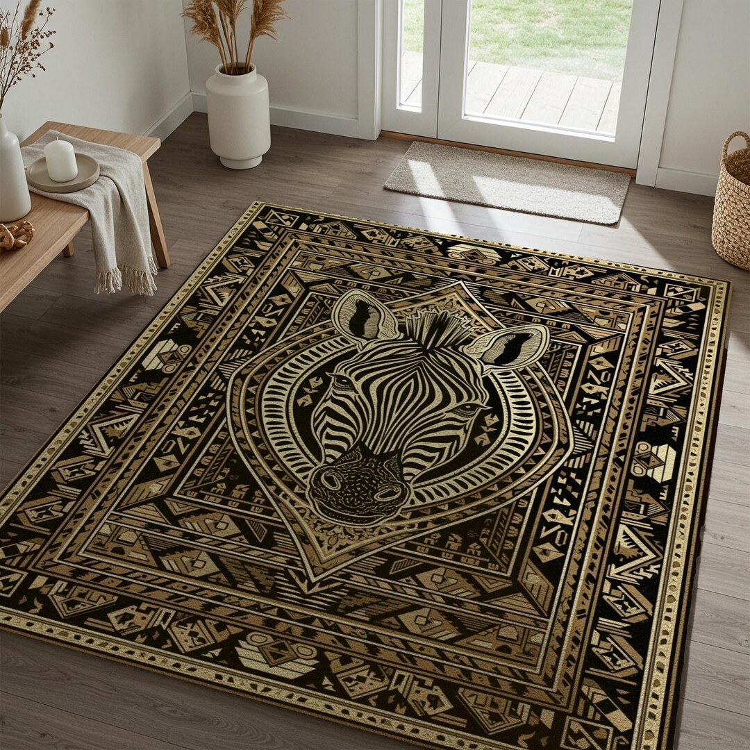 Zebra Area Rug: Safari Wildlife Carpet for Living Room or Bedroom - Etsy