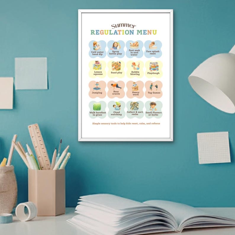 Calm Corner Poster – Summer Coping Skills for Kids – Regulation Menu ...