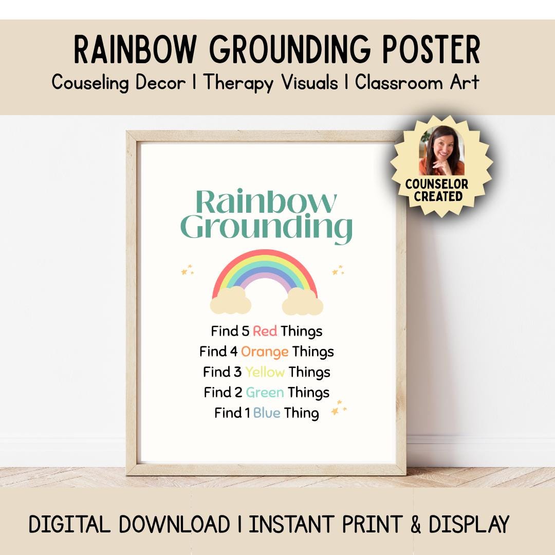 Grounding Rainbow Poster for Kids, Anxiety Coping Tool, Emotional ...