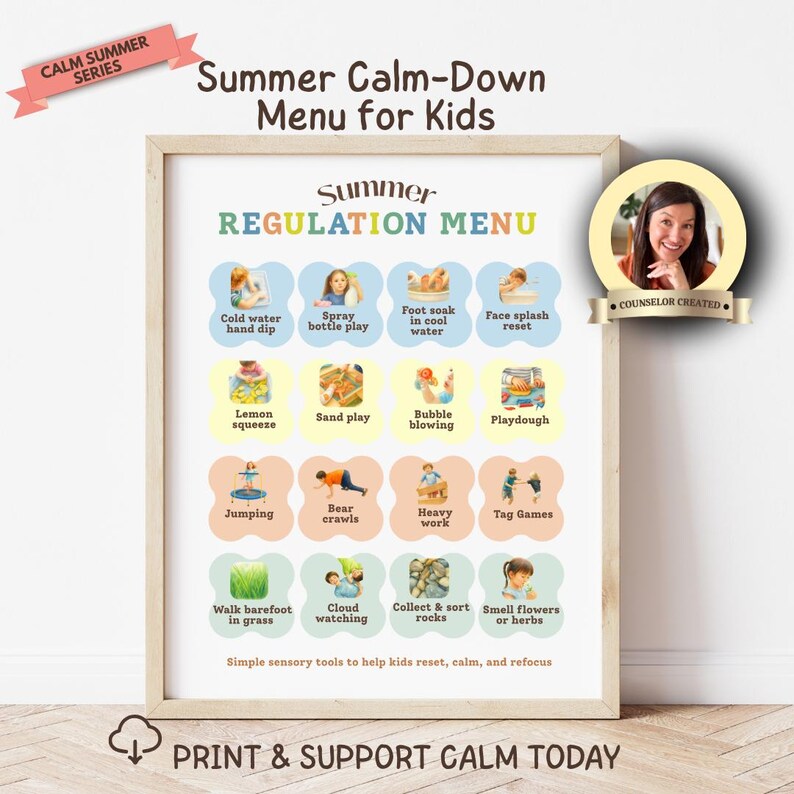 Calm Corner Poster – Summer Coping Skills for Kids – Regulation Menu ...