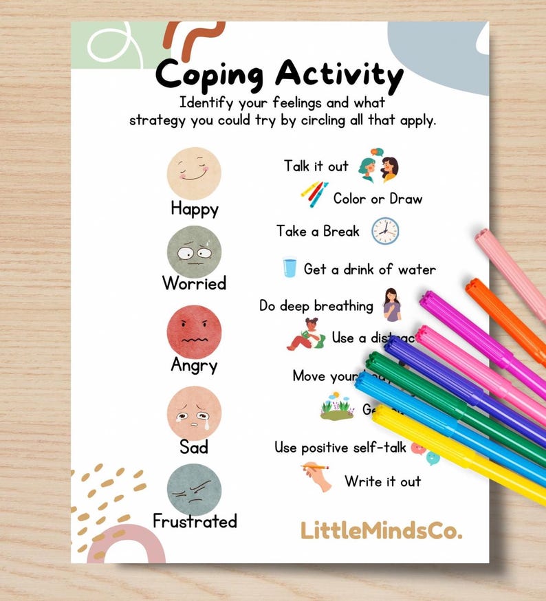 Coping Activities Donwloadable Worksheet for Children’s Mental Health ...