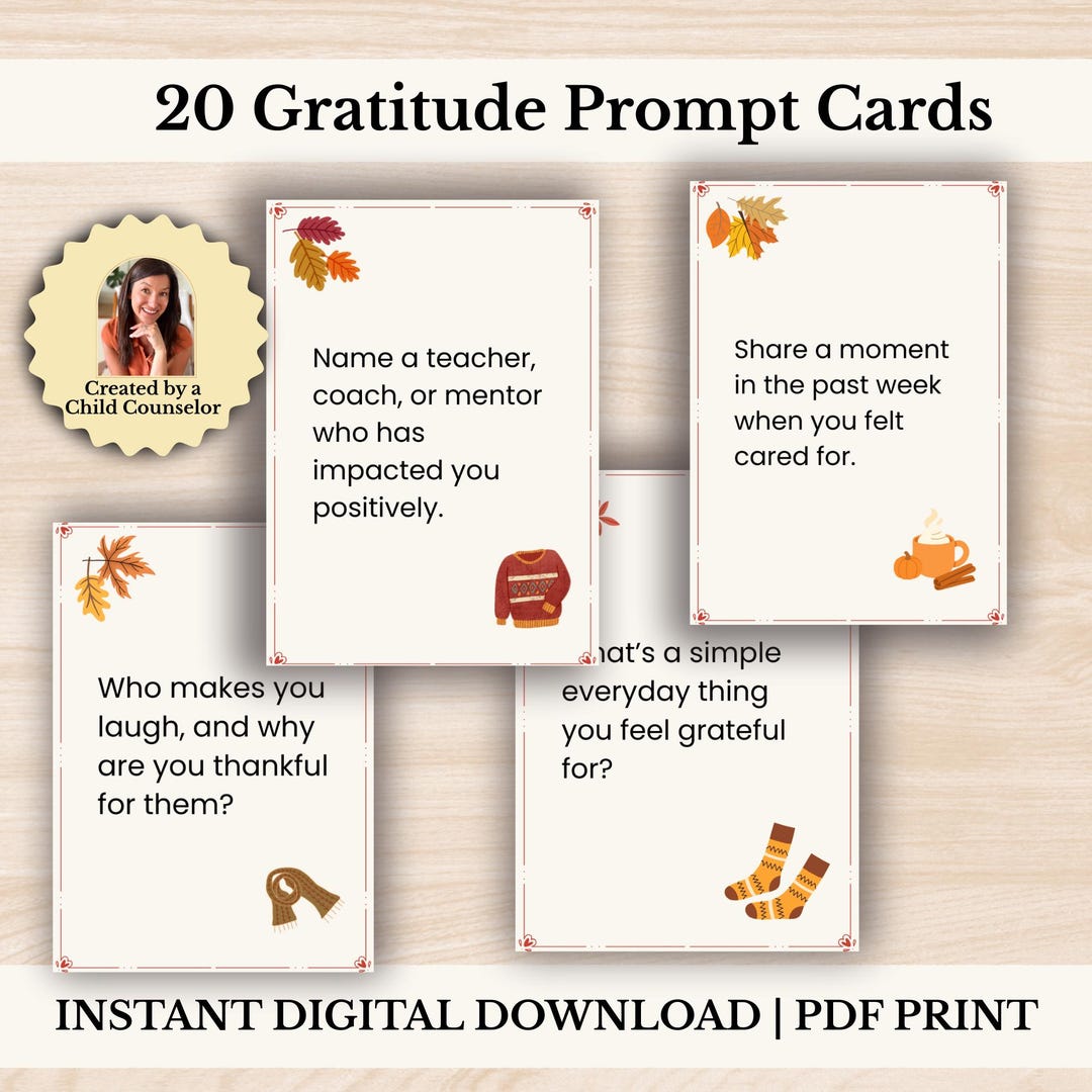 Gratitude Prompt Cards for Kids,conversation Starters, Journaling ...