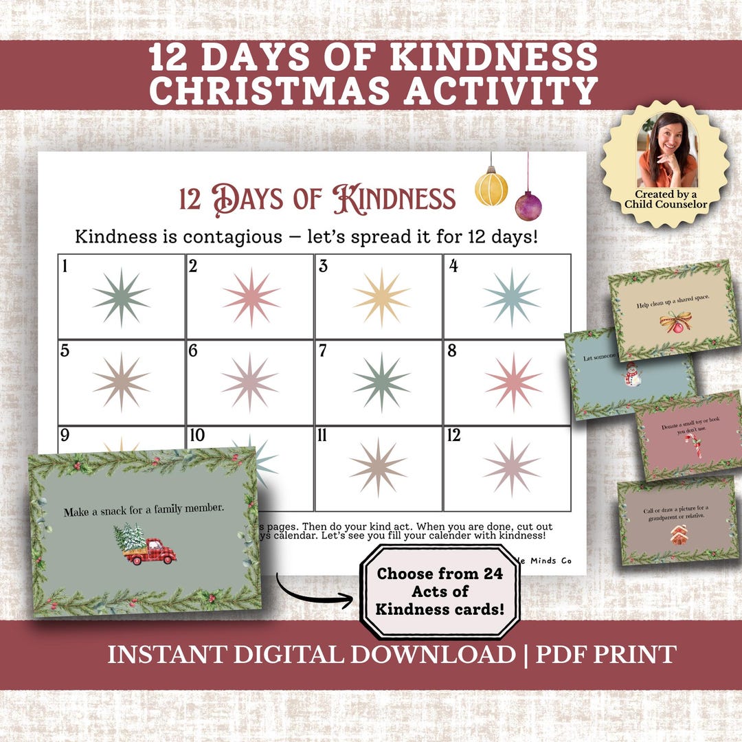 12 Days of Kindness Advent Activity for Kids | Christmas Acts of ...