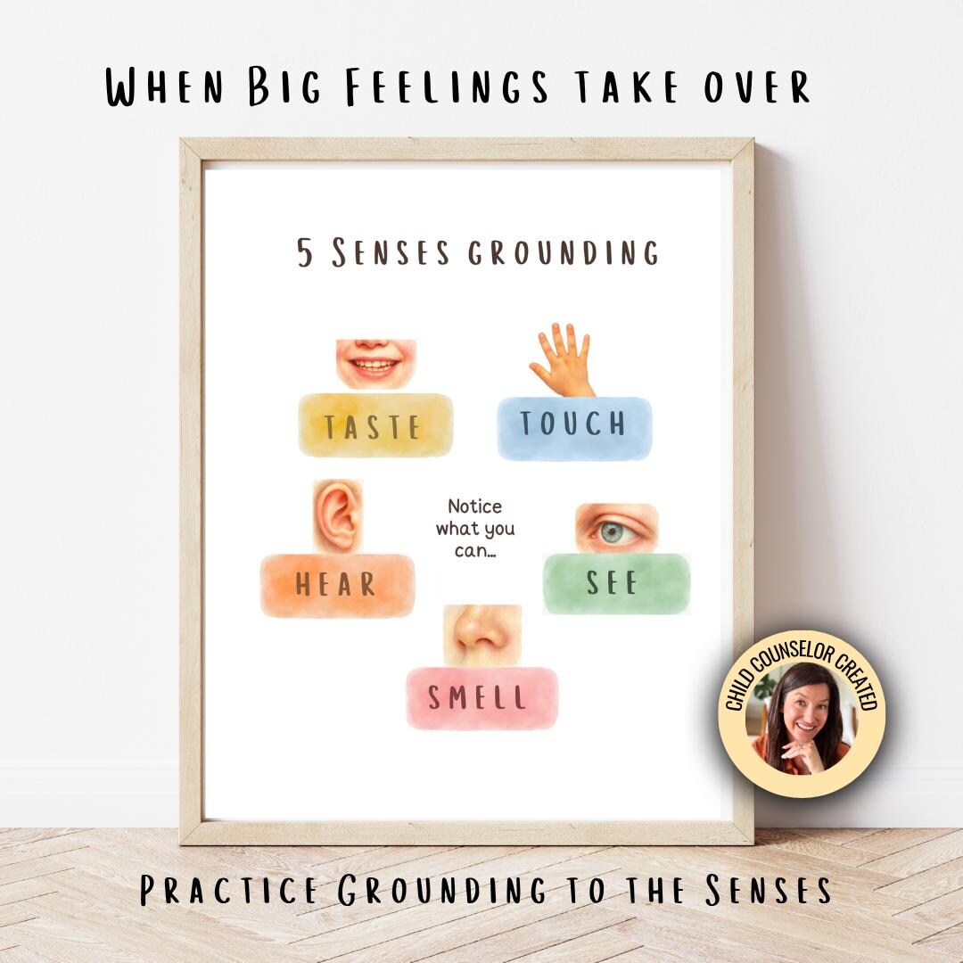 5 Senses Grounding Calm Corner Poster for Kids, Anxiety Coping Tool ...