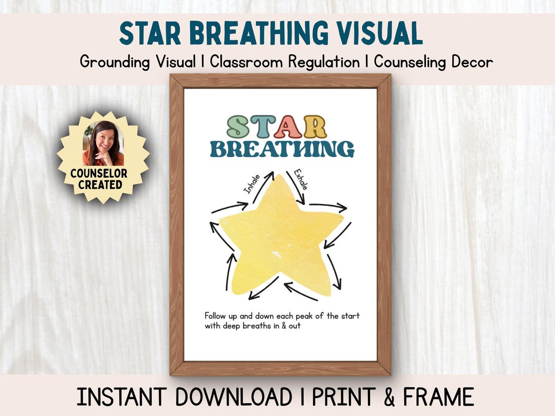 Star Breathing Poster, Mindfulness Tool, Calming Visual, Classroom ...