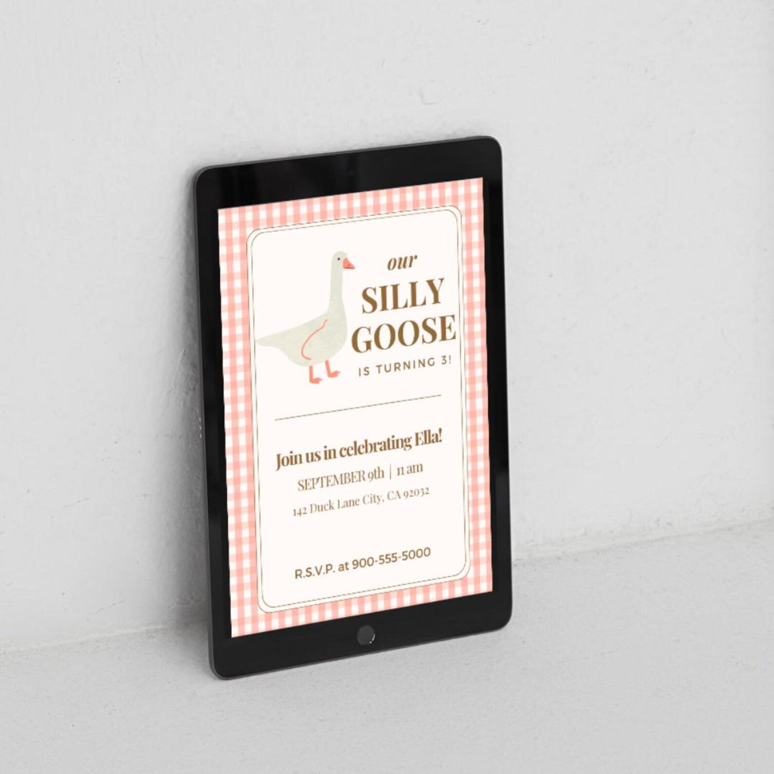 Silly Goose Birthday Party Invitation: Plaid Canva Template (digital ...