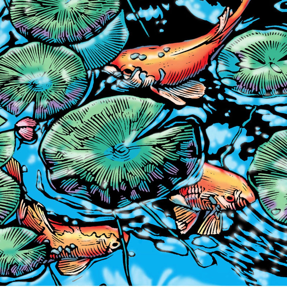 Set of 5 Hand Drawn Koi Fish Cards With Matching Envelopes - Etsy