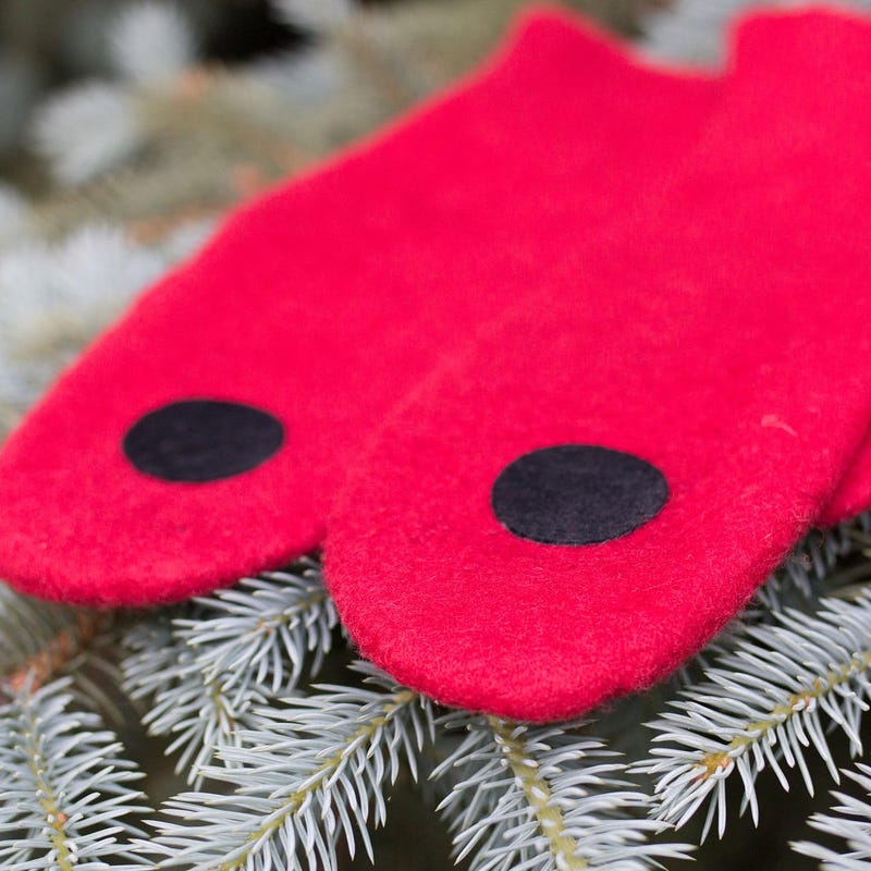 Red Mittens - Etsy