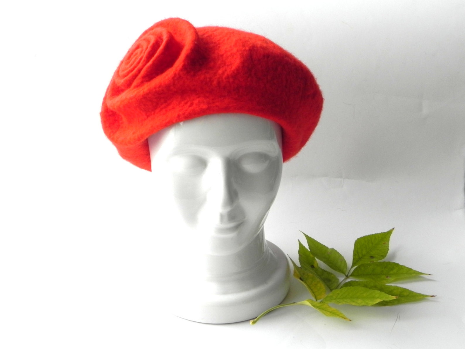 Felt Set Hat and Gloves Merino Wool Set Red Color Hat | Etsy