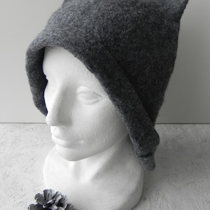 Dark Gray Color Felted Hat With Ears, Original Hat, Warm Hat, Designer ...