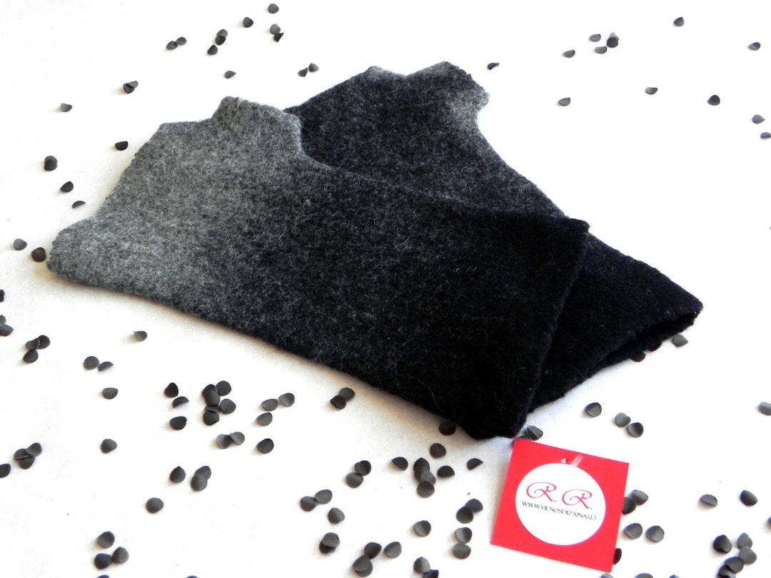 Felt Wrist Warmers - Black Wrist Warmers - Felted Wrist Warmers - Black ...
