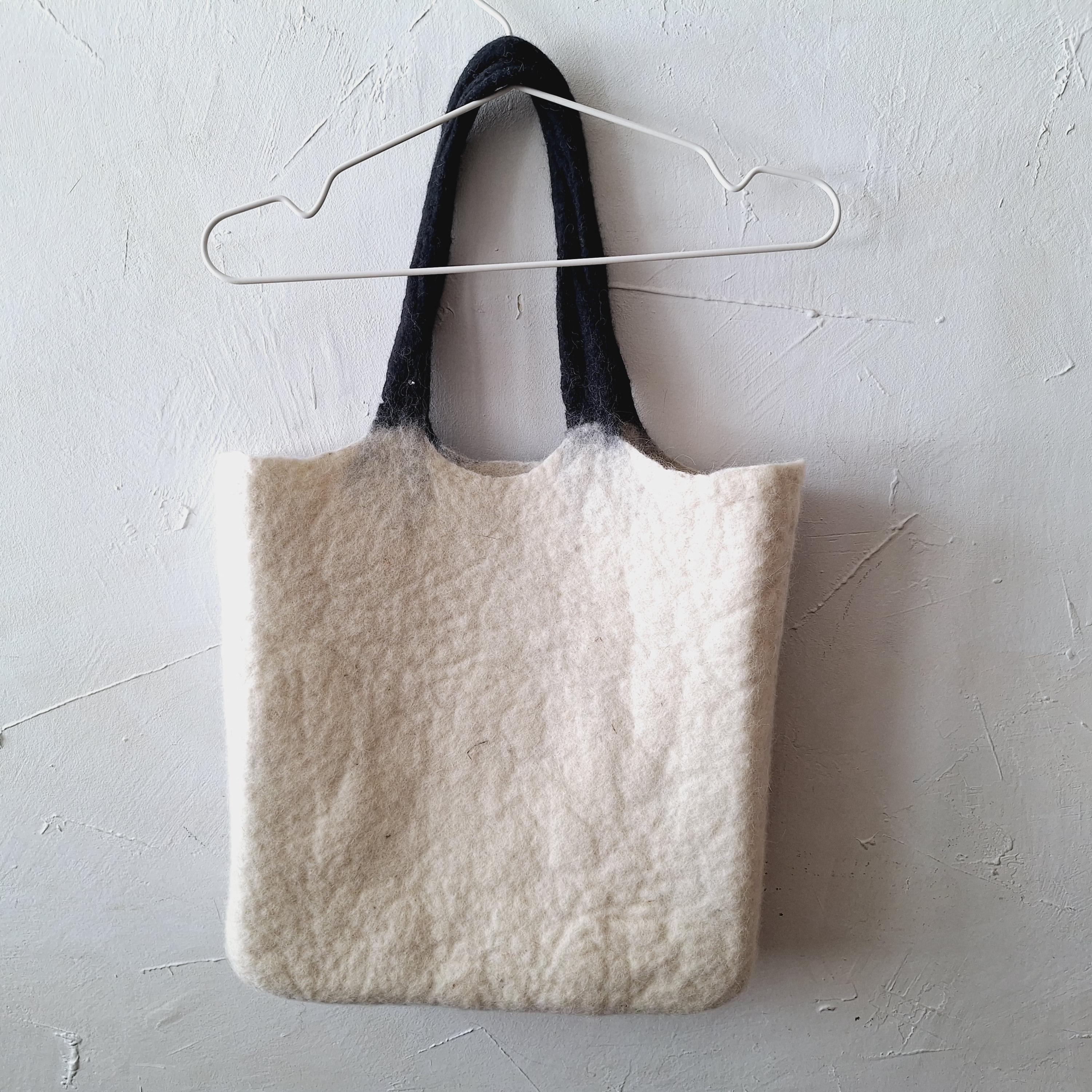 Handmade Felted Wool Tote Bag: Grey & Purple Eco-friendly Shoulder Bag ...