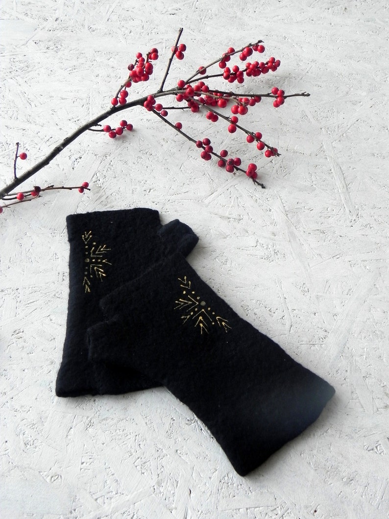 Felt Arm Warmers From Merino Wool Gift for Woman Original - Etsy