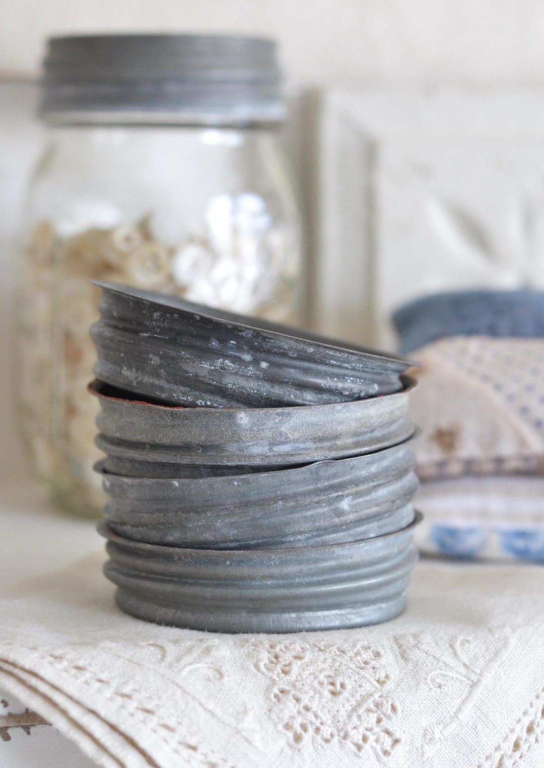 Antique Zinc Mason Jar Lids - Etsy
