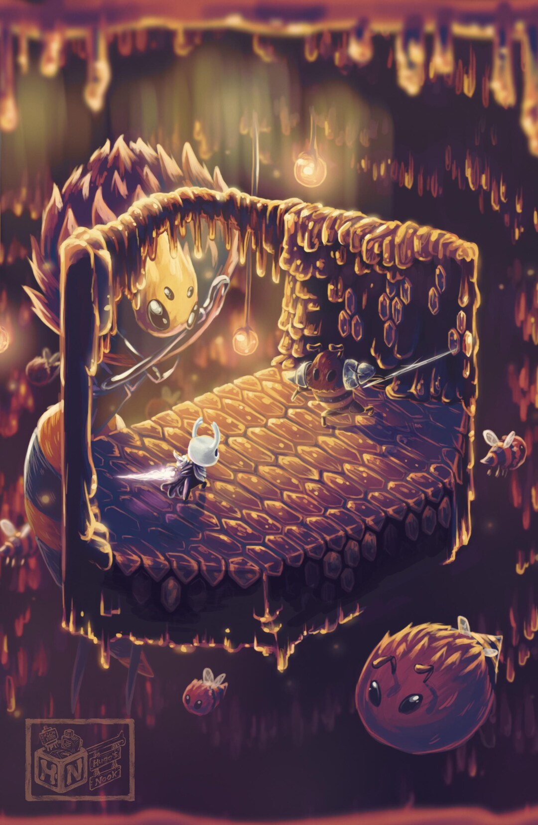 Hollow Knight Diorama Poster: Hive Knight Vs Intruder - Indie Game Art ...