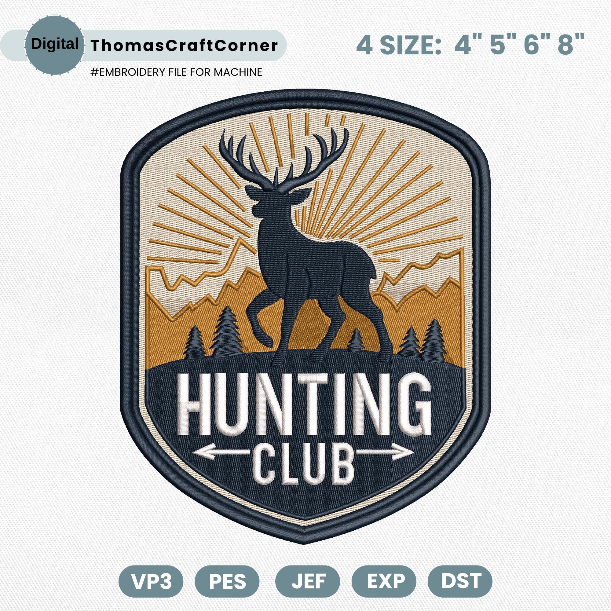 Deer Hunting Club Embroidery Design, Wild Buck Hunting Embroidery File ...
