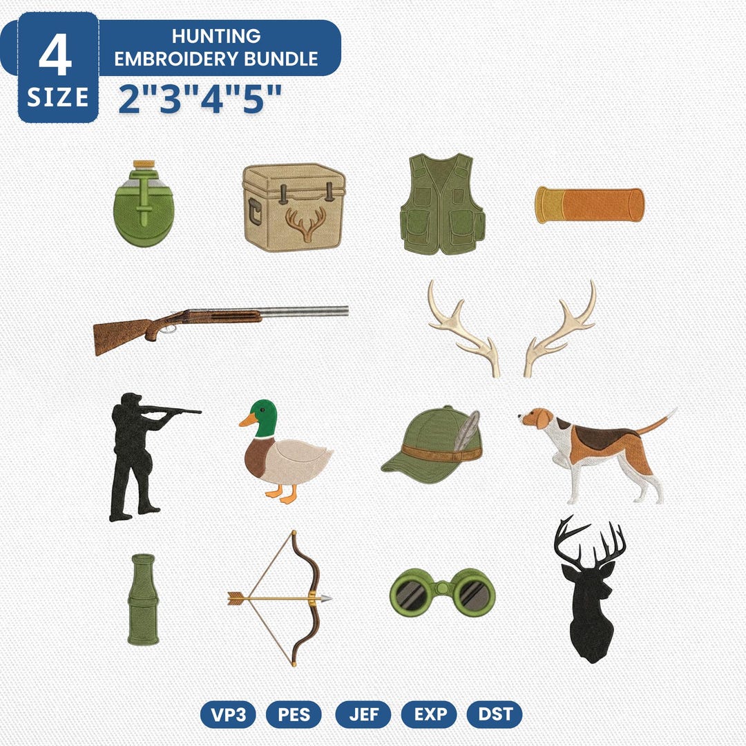 Set Mini Hunting Icons Embroidery Designs, Deer Hunting Embroidery File ...