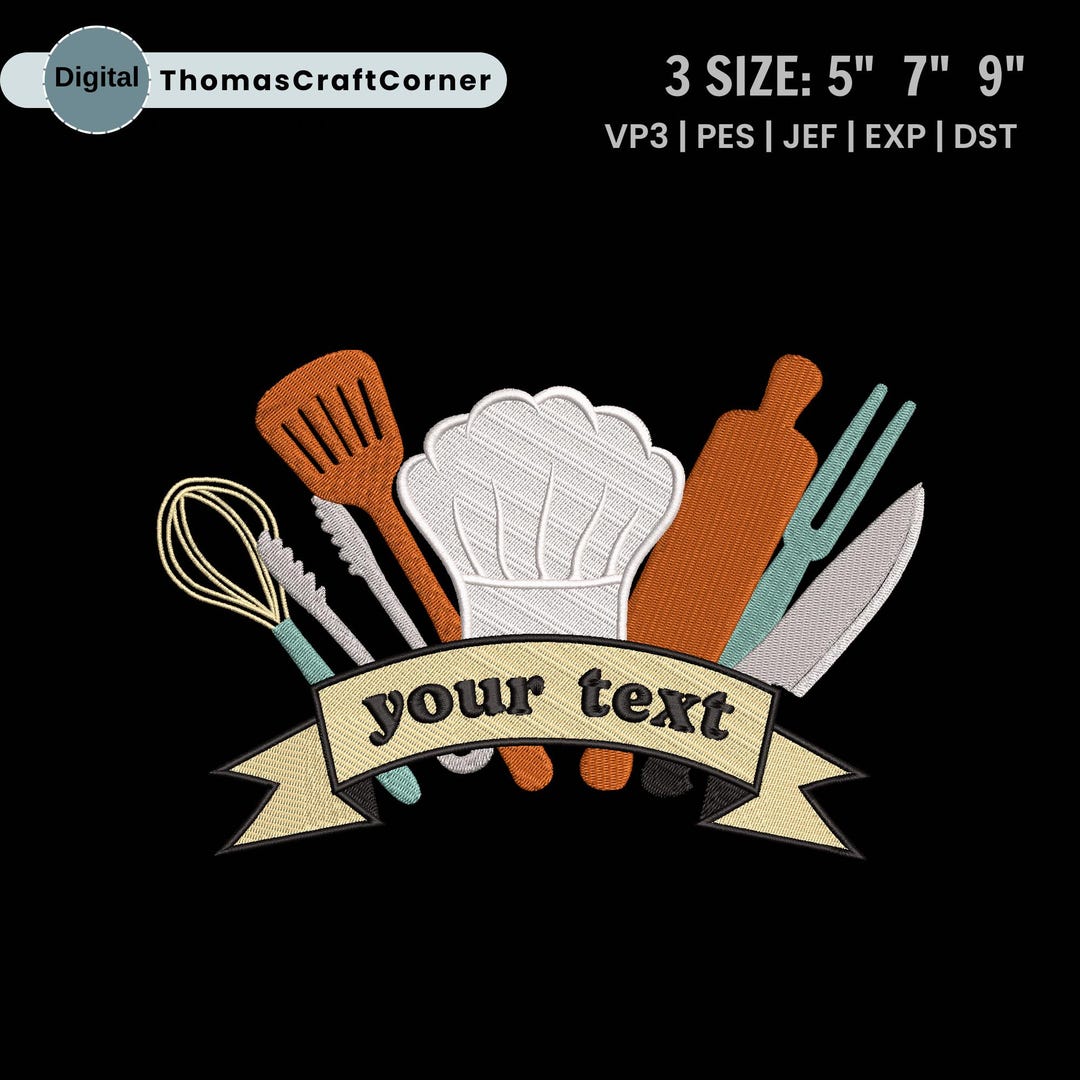 Kitchen Utensils Split Embroidery Design, Baking Tools Embroidery ...