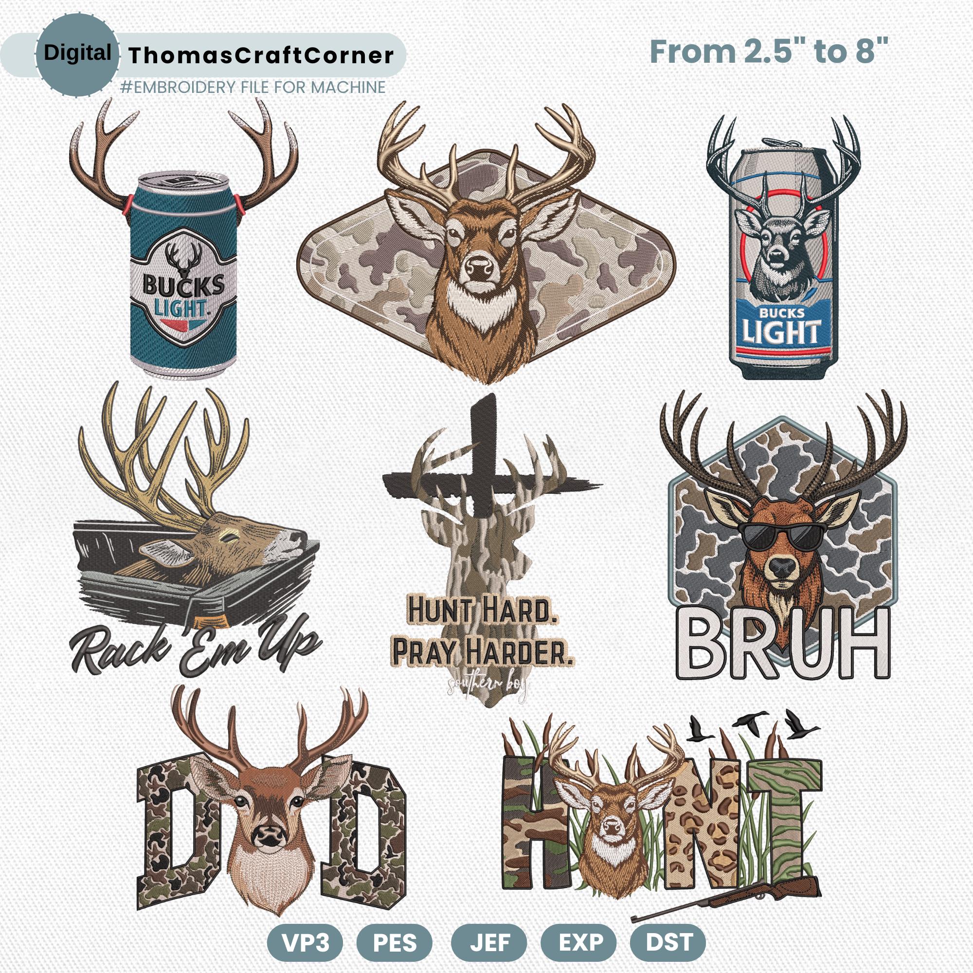 Deer Camo Hunting Embroidery Bundle, Christian Embroidery File, Rustic ...