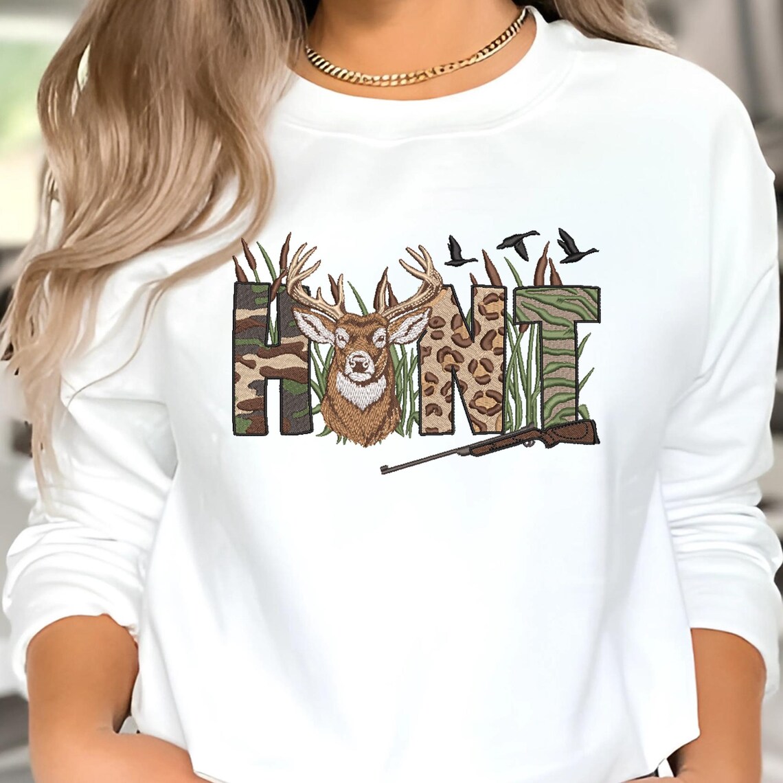 Deer Hunting Embroidery Design, Camouflage Wild Buck Embroidery File ...