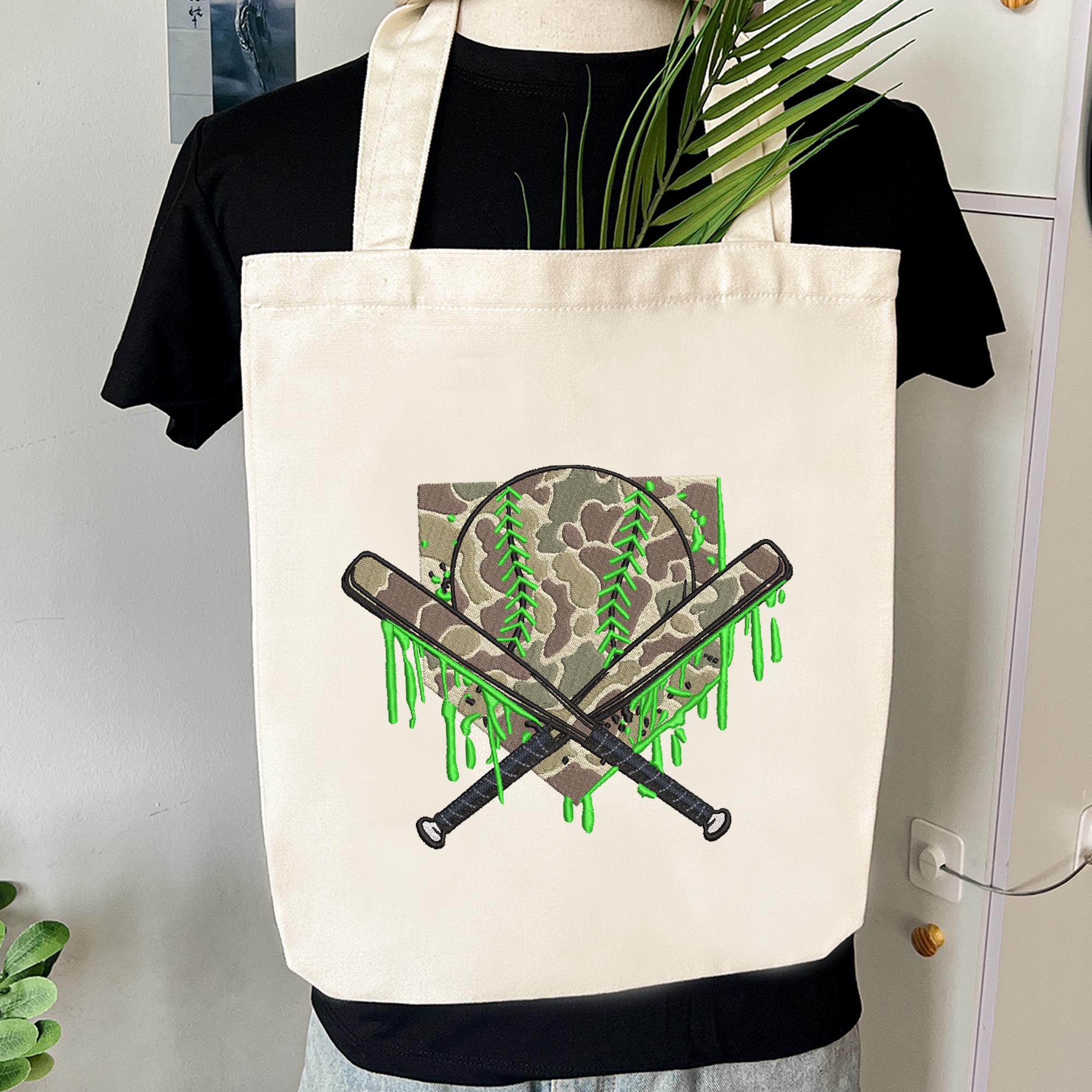 Camo Baseball Drip Embroidery Design, Baseball Home Plate and Bat ...