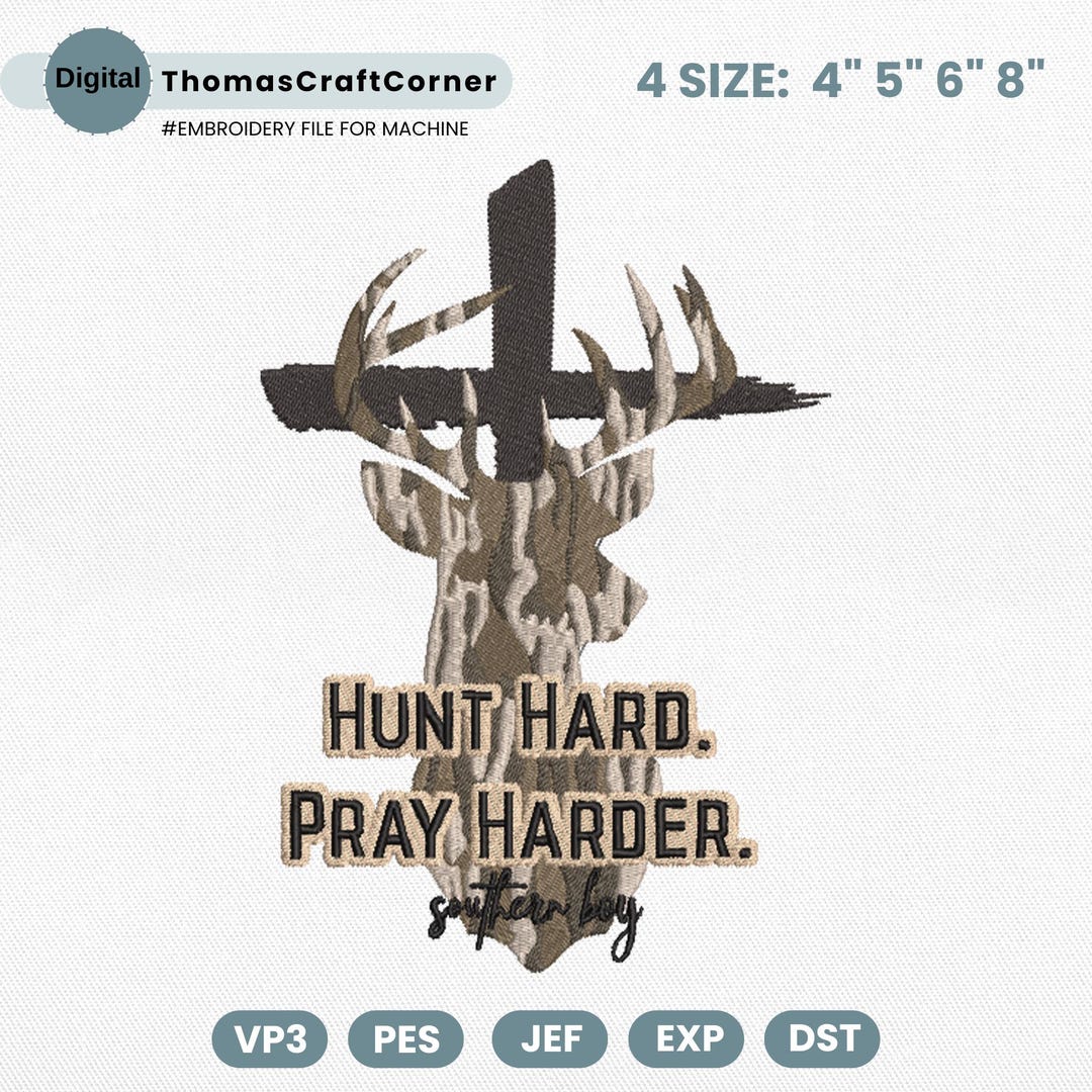 Christian Embroidery Design, Camo Deer Hunting Embroidery File ...
