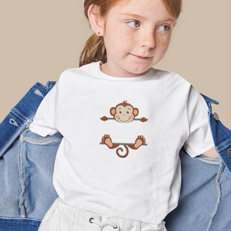 Monkey Split Embroidery Design, Monkey Name Frame Embroidery Design ...